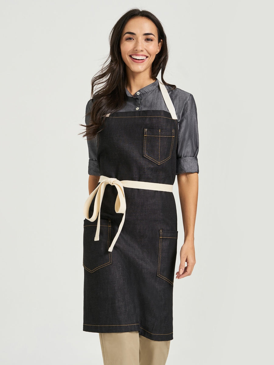 Eclipse Bib Apron - Twisted Denim with Natural Ties – ICO Uniforms