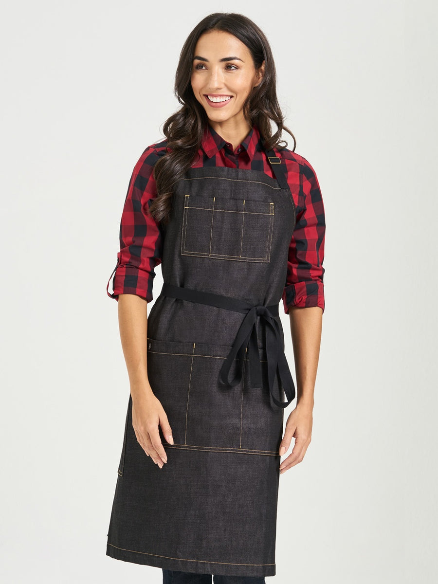 Eclipse Bib Apron - Black Cat Denim – ICO Uniforms