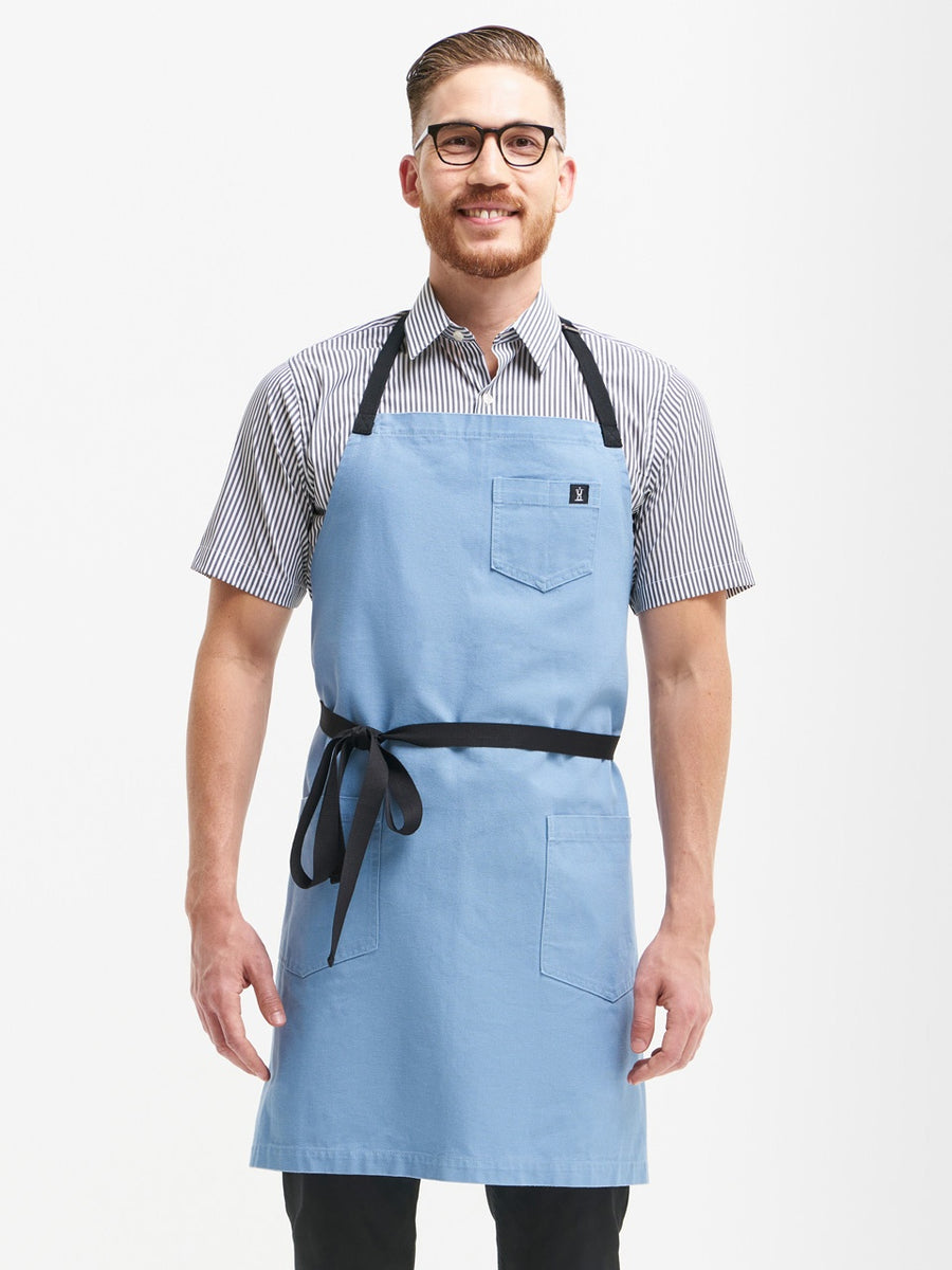 Aura Bib Apron - Blue Grey Canvas – ICO Uniforms