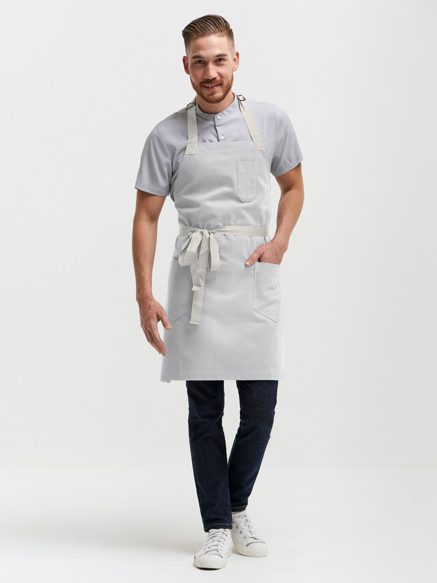 Tavern Full Apron - Stone Grey with Natural Contrast Pocket – ICO Uniforms